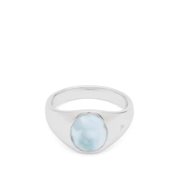 Tom Wood Kim Signet Ring - Ice Blue Larimar