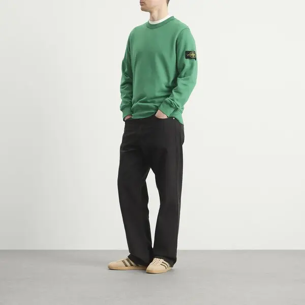 Stone Island Garment Dyed Crew Neck Sweatshirt - Malachite