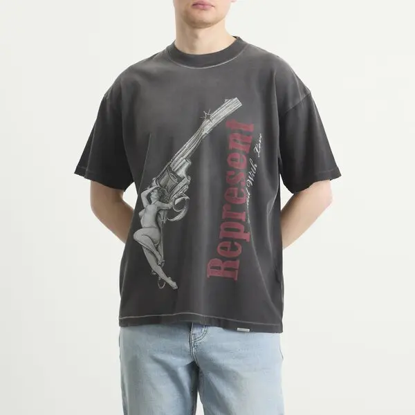 REPRESENT Loaded With Love T-shirt - Stained Black