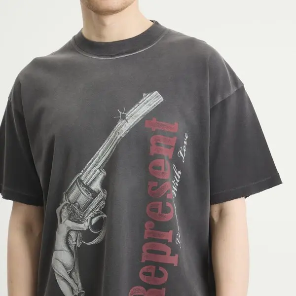 REPRESENT Loaded With Love T-shirt - Stained Black