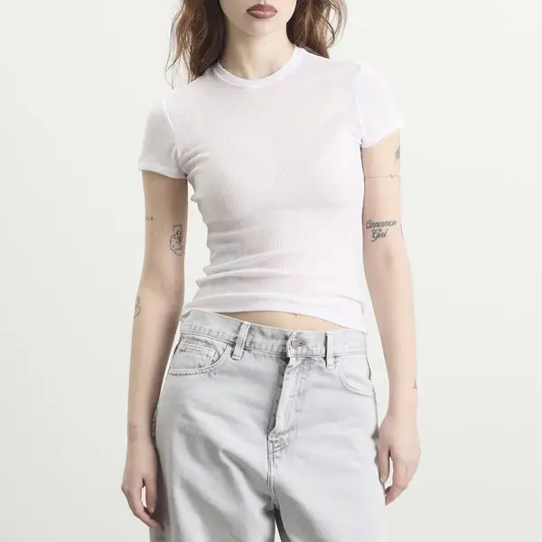 SKIMS Sheer Cotton Crewneck T-shirt - Snow