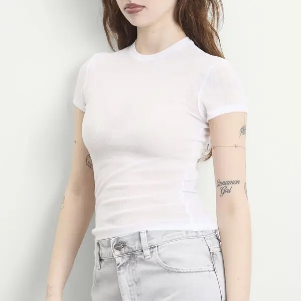 SKIMS Sheer Cotton Crewneck T-shirt - Snow