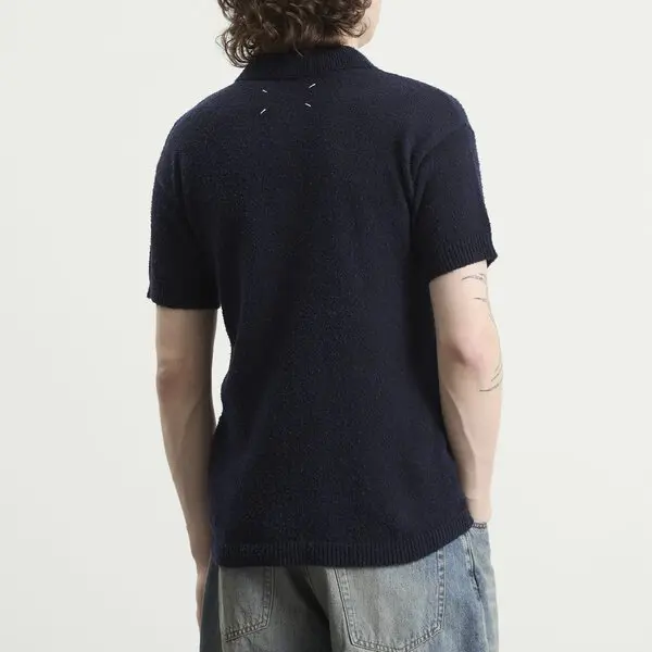 MAISON MARGIELA Knitted Polo Shirt - Blu/black