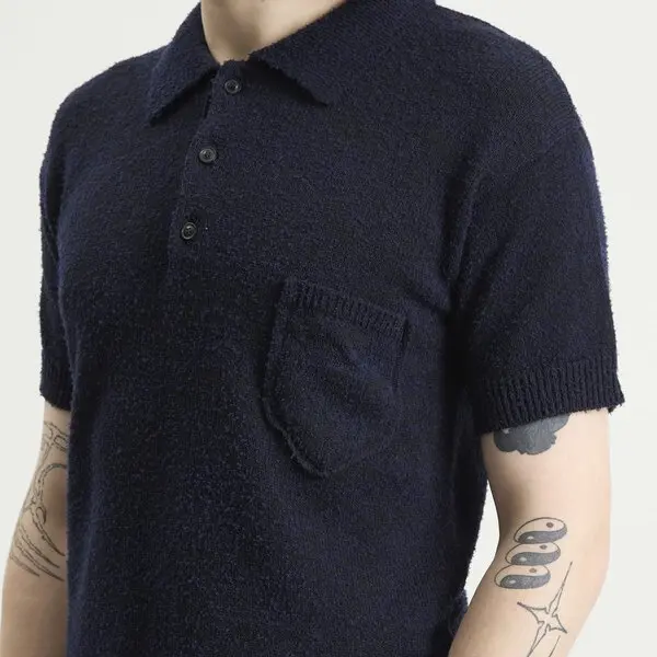 MAISON MARGIELA Knitted Polo Shirt - Blu/black