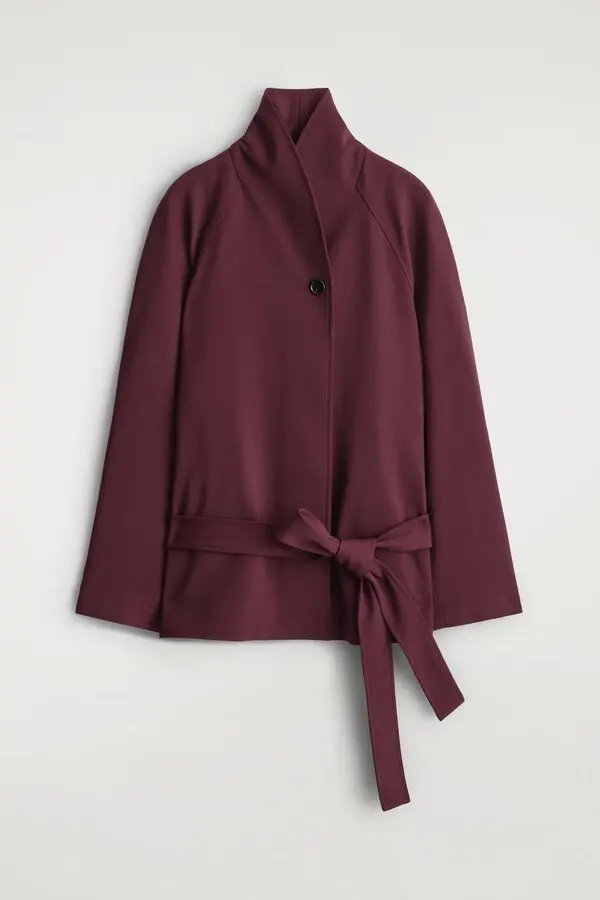 Cos Belted Wool-blend Shawl-collar Jacket - Red