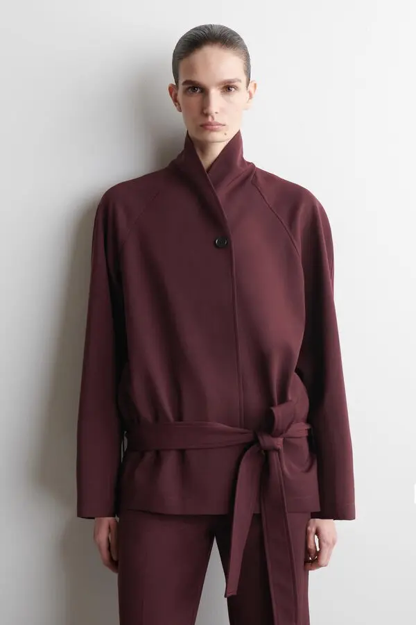 Cos Belted Wool-blend Shawl-collar Jacket