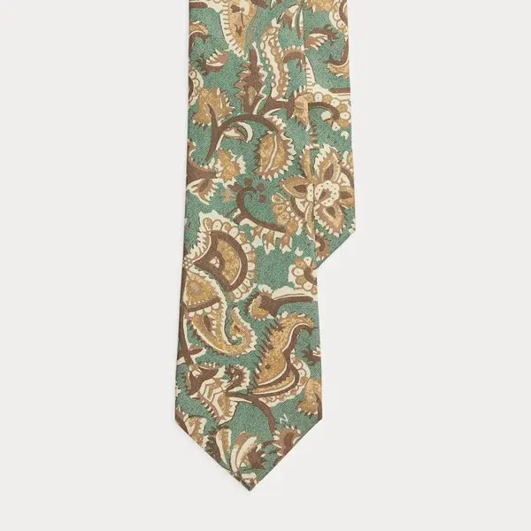 Ralph Lauren Paisley Silk Habotai Neck Tie - Green