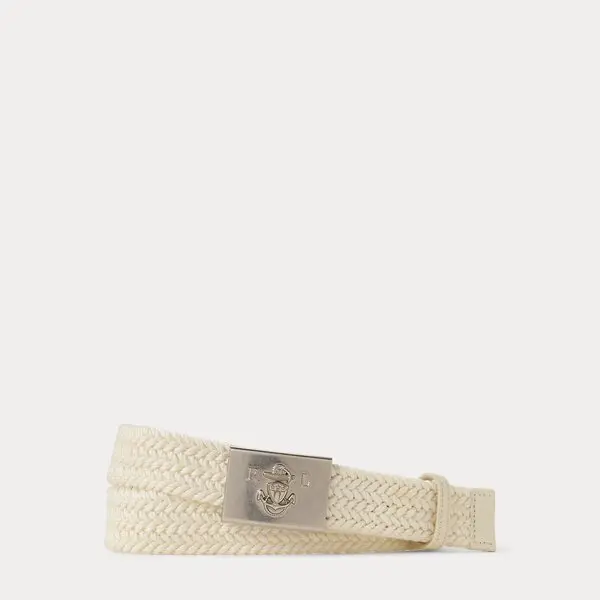 Ralph Lauren Anchor-buckle Braided Belt - Lux Cream