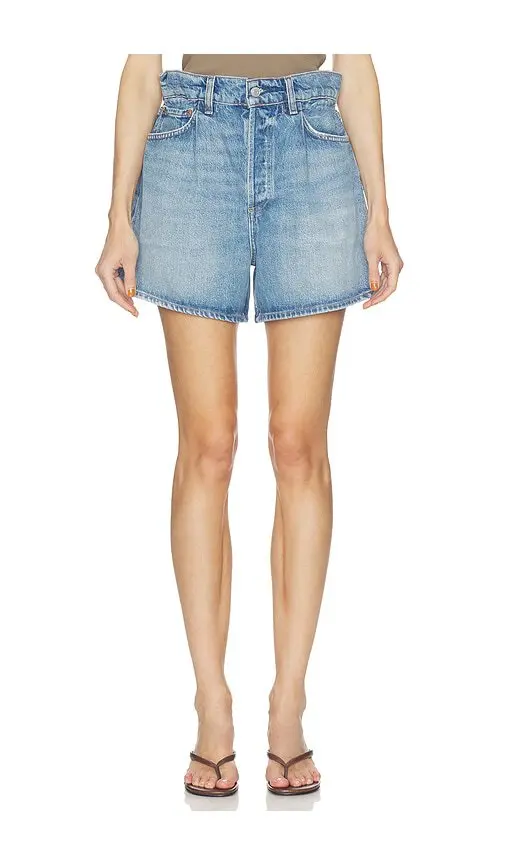 AGOLDE Lyonne Cinched Waist Denim Shorts - Blue