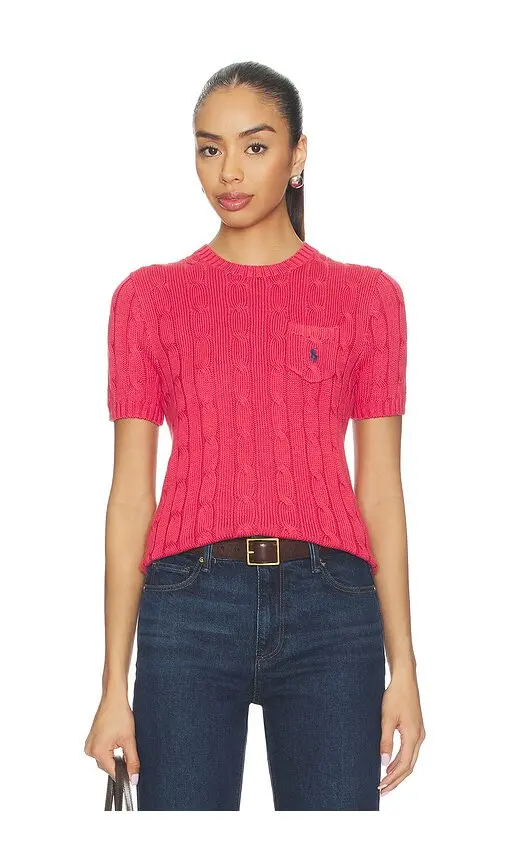 Polo Ralph Lauren Cable Knit Short Sleeve Pullover Sweater - Red