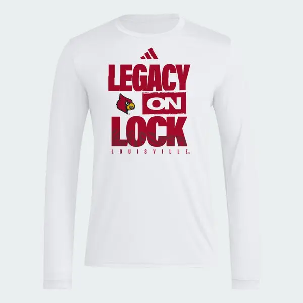 Adidas Louisville Cardinals 2026 Legacy On Lock On-court Long Sleeve Pregame T-shirt - White / Multi