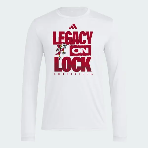 Adidas Louisville Cardinals 2026 Legacy On Lock On-court Long Sleeve Pregame T-shirt - White / Multi