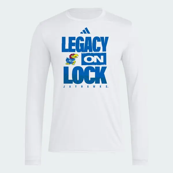 Adidas Kansas Jayhawks 2026 Legacy On Lock On-court Long Sleeve Pregame T-shirt White - White / Multi