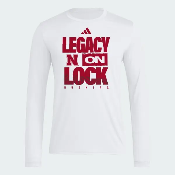 Adidas Nebraska Huskers 2026 Legacy On Lock On-court Long Sleeve Pregame T-shirt White - White / Ncaa-neb-7t8