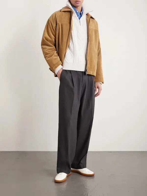 FRAME Cable-knit Wool And Cashmere-blend Half-zip Sweater - Neutrals