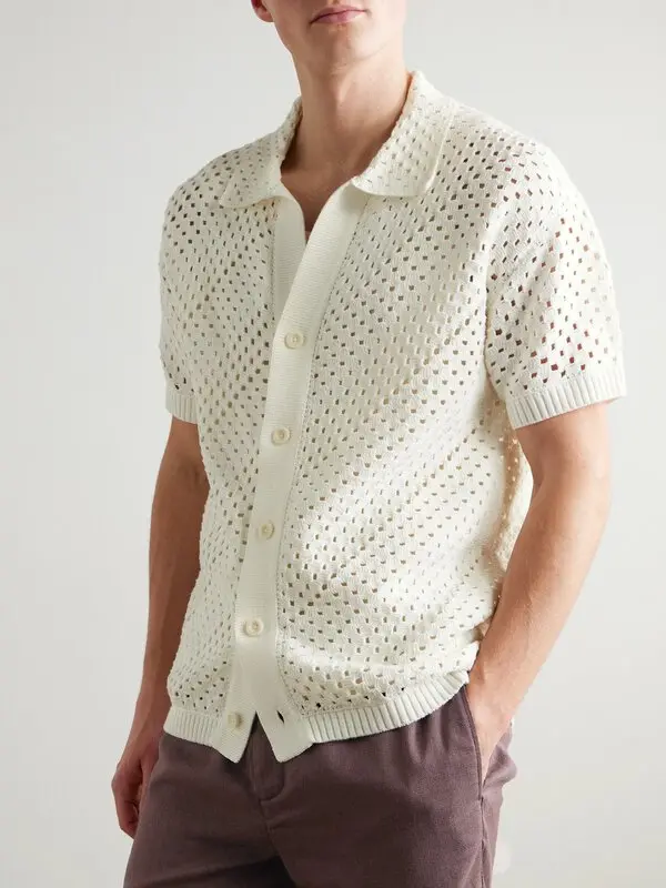 Frescobol Carioca Pinto Crocheted Cotton Shirt - Neutrals