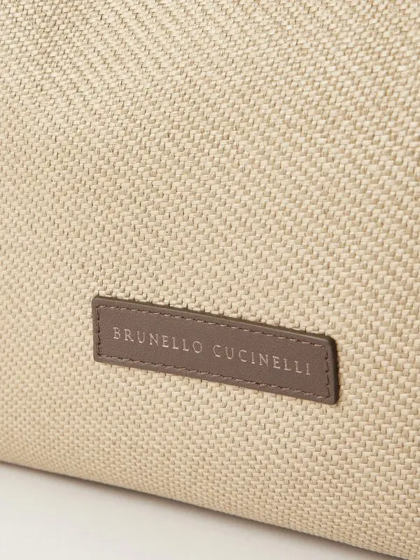 Brunello Cucinelli Woven Raffia And Leather Weekend Bag