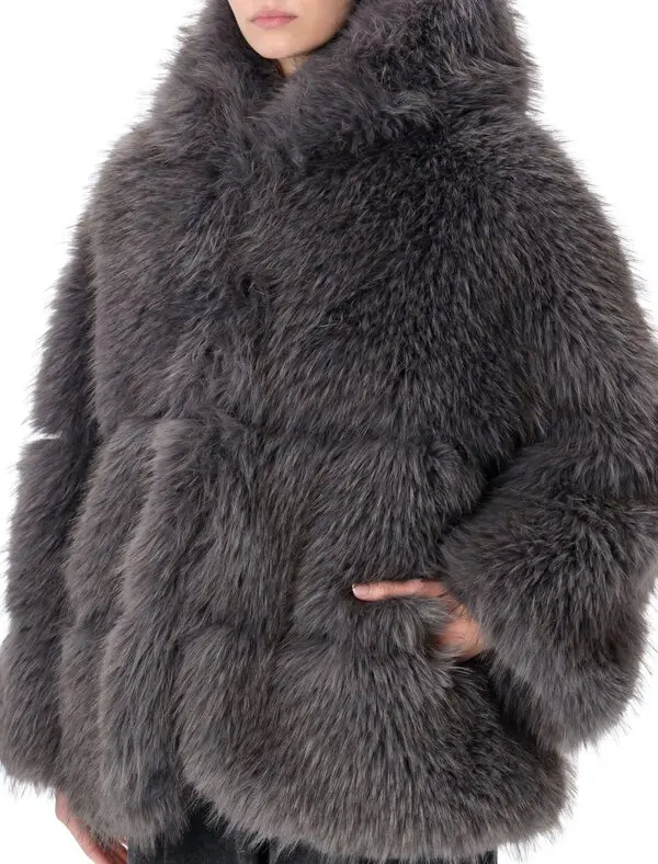 SWORD 6644 Faux Fur Coat - Grisaille