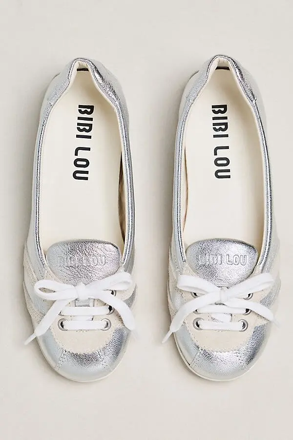 BIBI LOU Lace-up Sneaker Flats - Silver