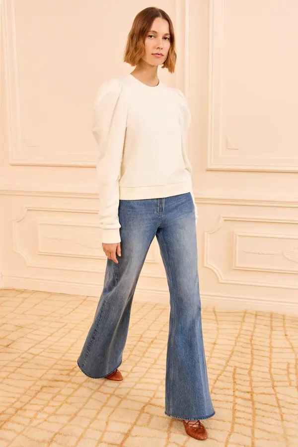 Ulla Johnson Adeline Terry Pullover Knit Sweater - Creme