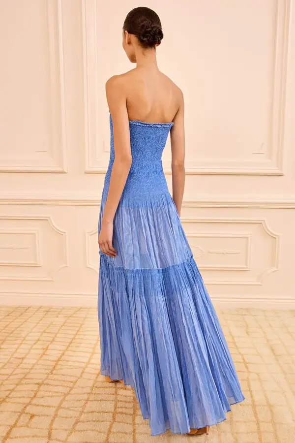 Ulla Johnson Nora Strapless Smocked Dress - Celeste