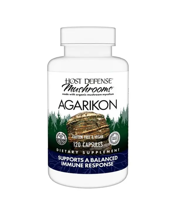 HOST DEFENSE Agarikon Capsules Immune System Support Supplement Mushroom Supplement To Aid Immune Functions & Cell Strength - No Color
