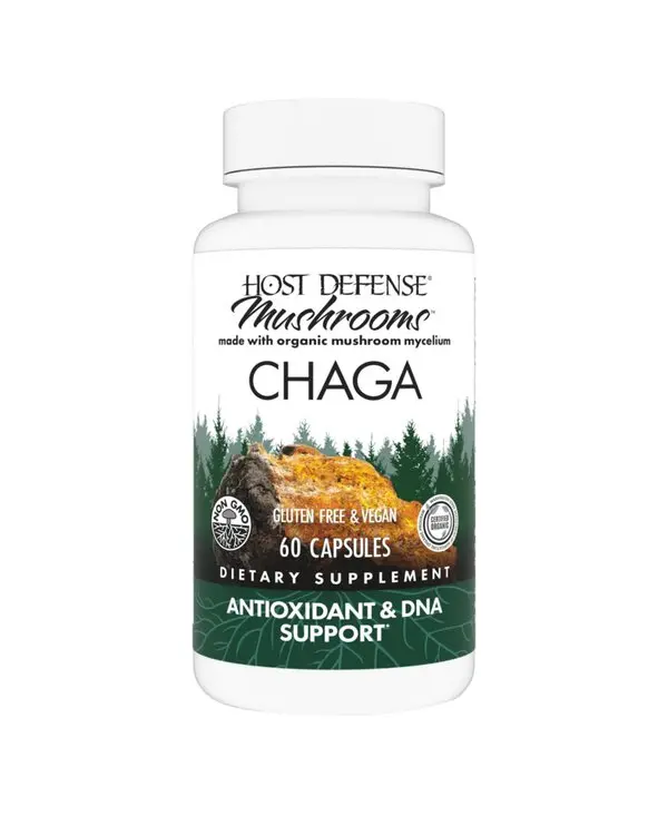 HOST DEFENSE Chaga Capsules Immune System Support Supplement Chaga Mushroom Capsules For Antioxidant Activity Support - No Color