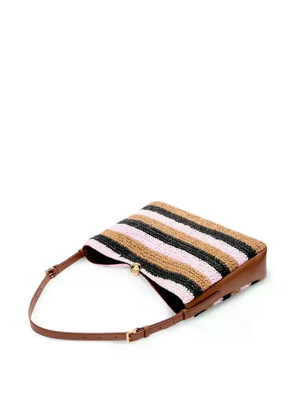 Furla Striped Crochet Raffia Shoulder Bag