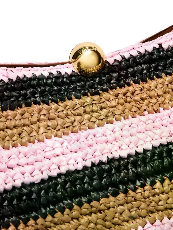 Furla Striped Crochet Raffia Shoulder Bag