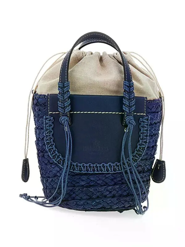 CUBA LAB Habanera Woven Top Handle Bucket Bag - Blue