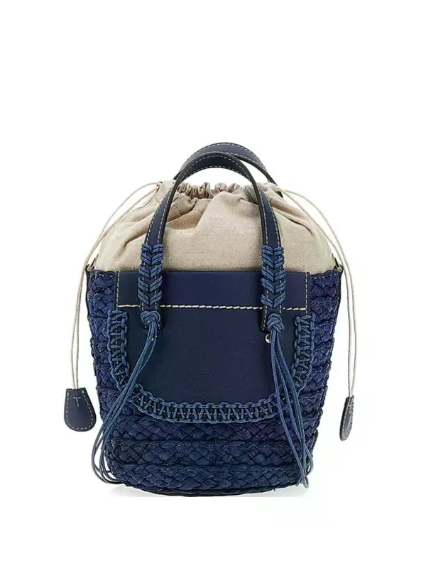 CUBA LAB Habanera Woven Top Handle Bucket Bag - Blue
