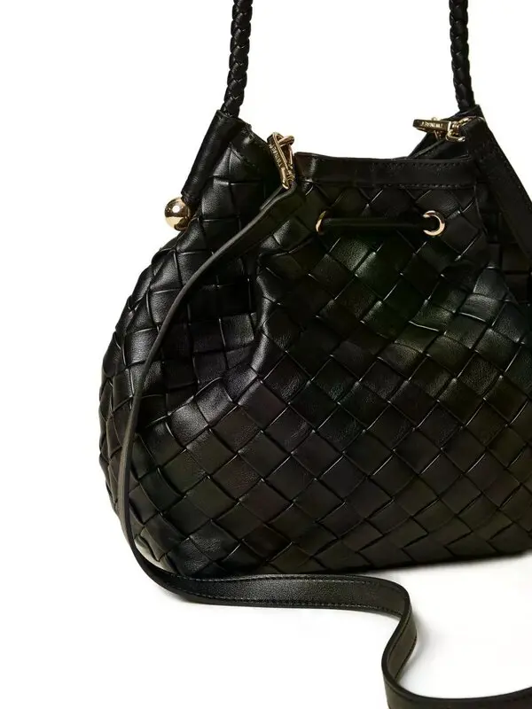 TWINSET Woven Bucket Bag With Braided Top Handle