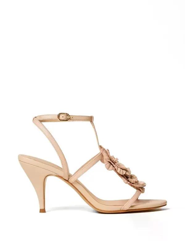 TWINSET Leather Sandals With Floral Appliqu