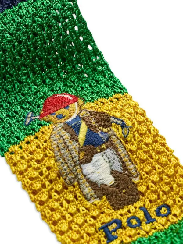 Polo Ralph Lauren Silk Knit Bear Motif Neck Tie