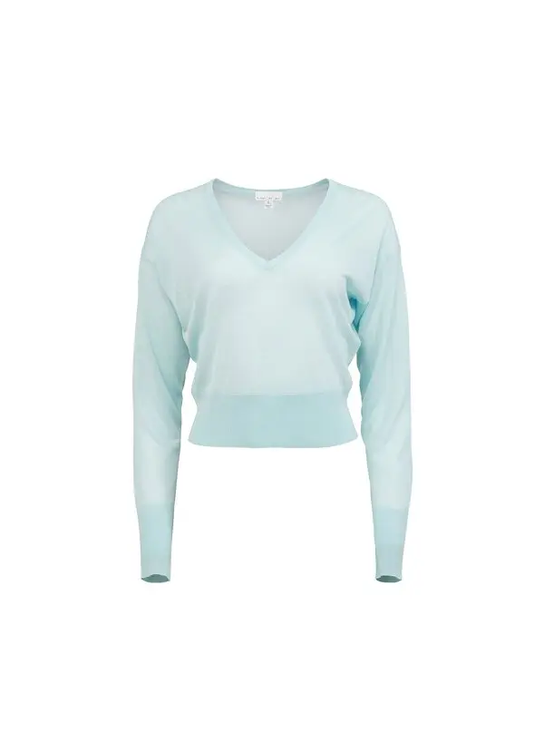FLEUR DU MAL Sheer Knit V-neck Sweater - Frosted Mint
