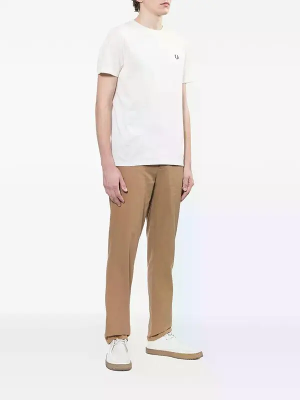 Fred Perry Logo-embroidered Crew Neck T-shirt - Neutrals