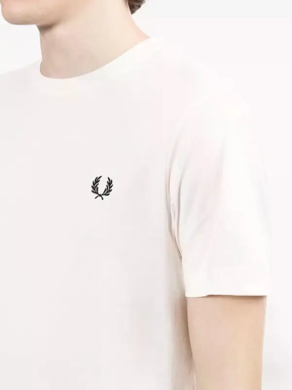 Fred Perry Logo-embroidered Crew Neck T-shirt - Neutrals