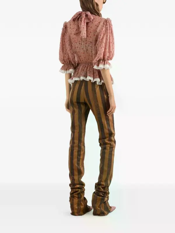 Dolce & Gabbana Striped Leather Trousers