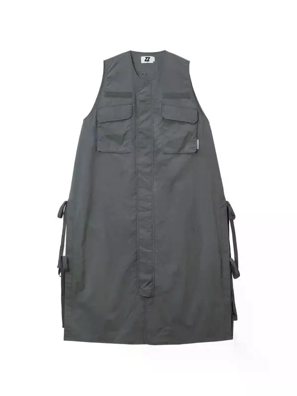 Izzue Pockets Tie-detail Midi Dress - Grey