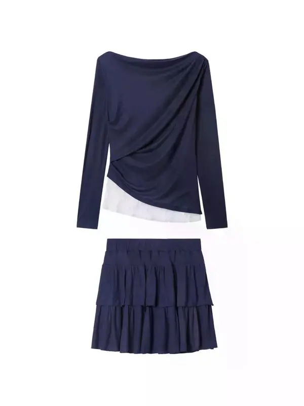B+AB Ruffled Mini Skirt Set - Blue