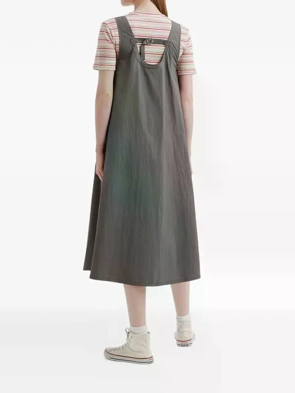 FINGERCROXX Pocket V-neck Midi Dress - Grey