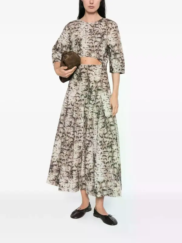 Pinko Animal-print Cutout Midi Dress - Neutrals