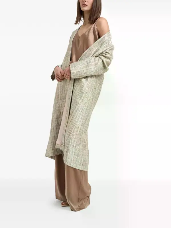 FORTE_FORTE Striped Pattern Coat - Green