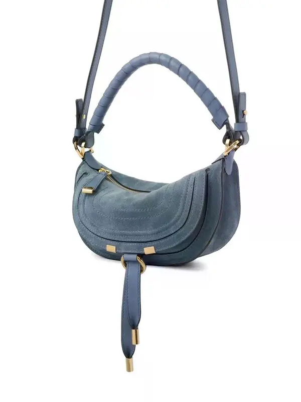 Chloé Mini Marcie Suede Shoulder Bag - Blue