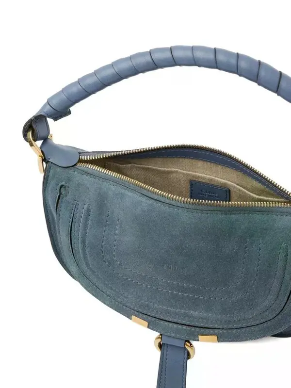 Chloé Mini Marcie Suede Shoulder Bag - Blue