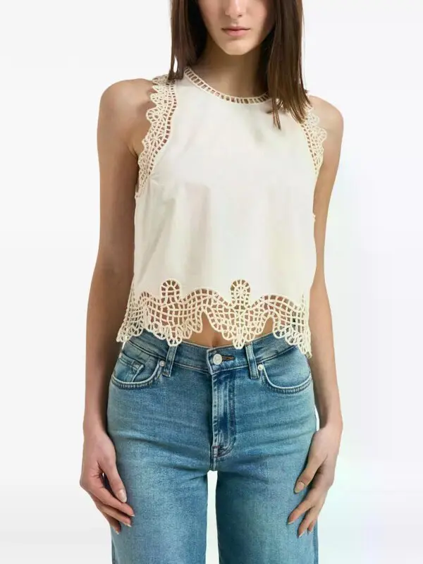 FORTE_FORTE Crochet-trim Sleeveless Top