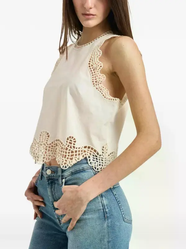 FORTE_FORTE Crochet-trim Sleeveless Top