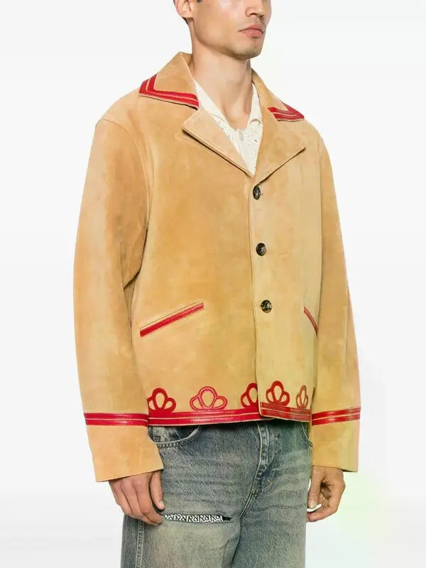 BODE Suede Blazer With Contrasting Trim - Neutrals
