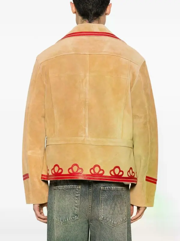 BODE Suede Blazer With Contrasting Trim - Neutrals
