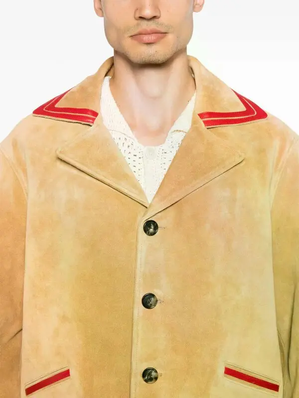 BODE Suede Blazer With Contrasting Trim - Neutrals